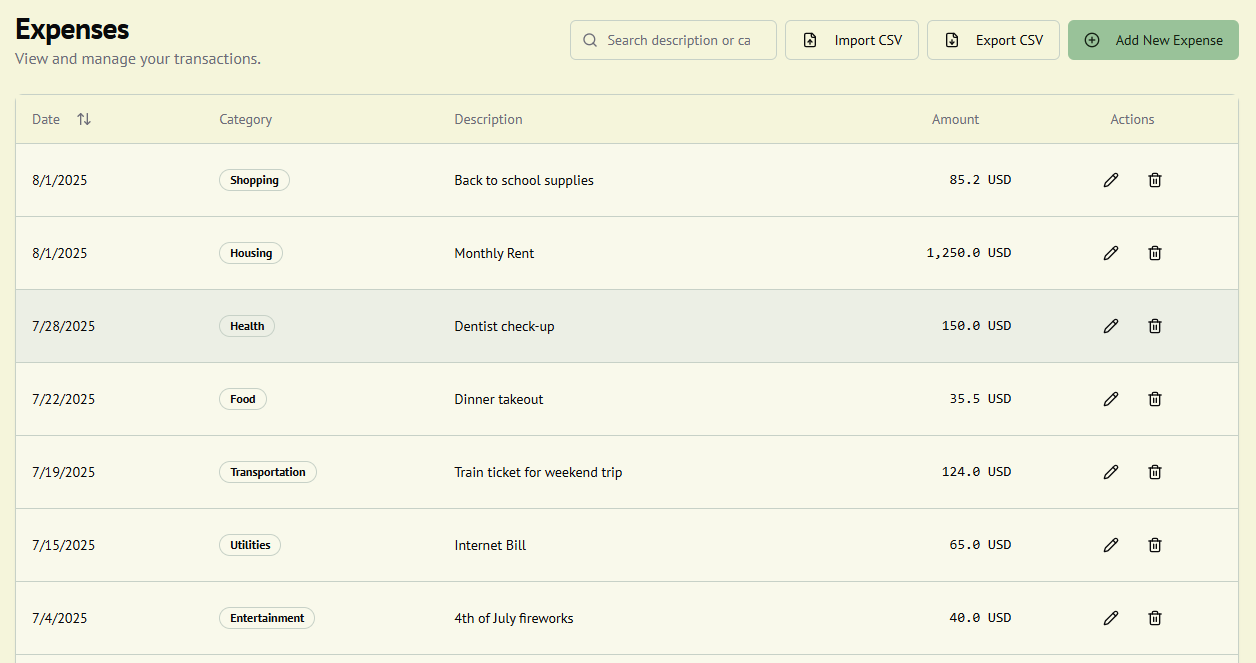 Simple Money Tracker